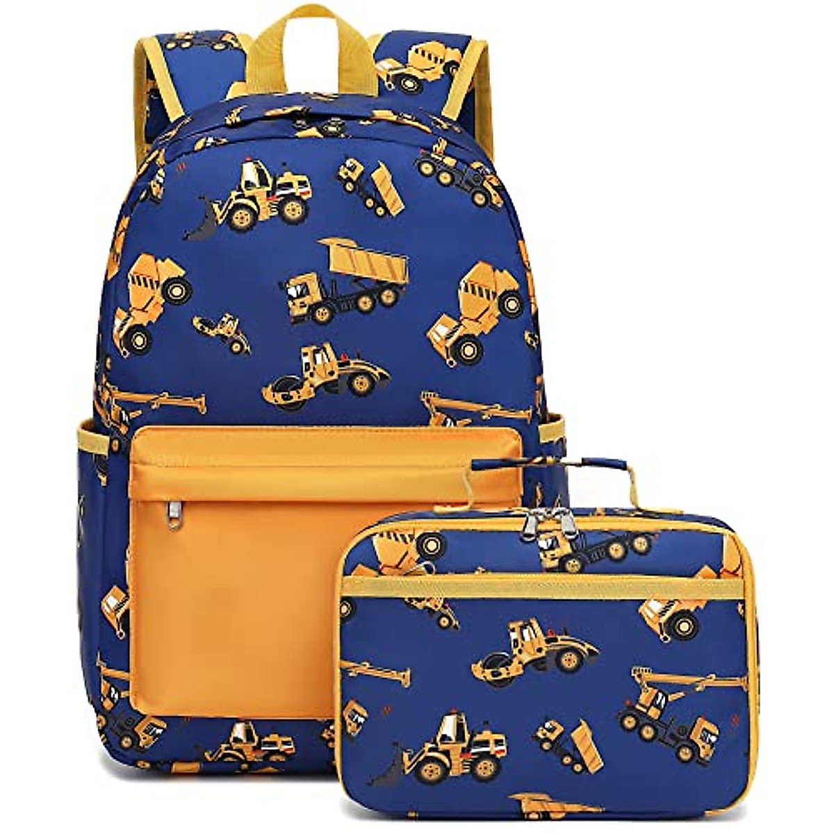 CAMTOP Backpack for Kids, Boys Preschool Backpack with Lunch Box Toddler Kindergarten Construction School Bookbag Set