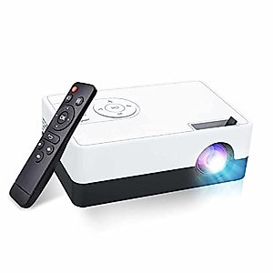 Mini Portable Projector for iPhone, Salange 1080P Supported Small Outdoor Movie Projector for Home Theater, HD Phone Projectors Led Compatible with HDMI, USB, Video Projector for Kids Gift (White)
