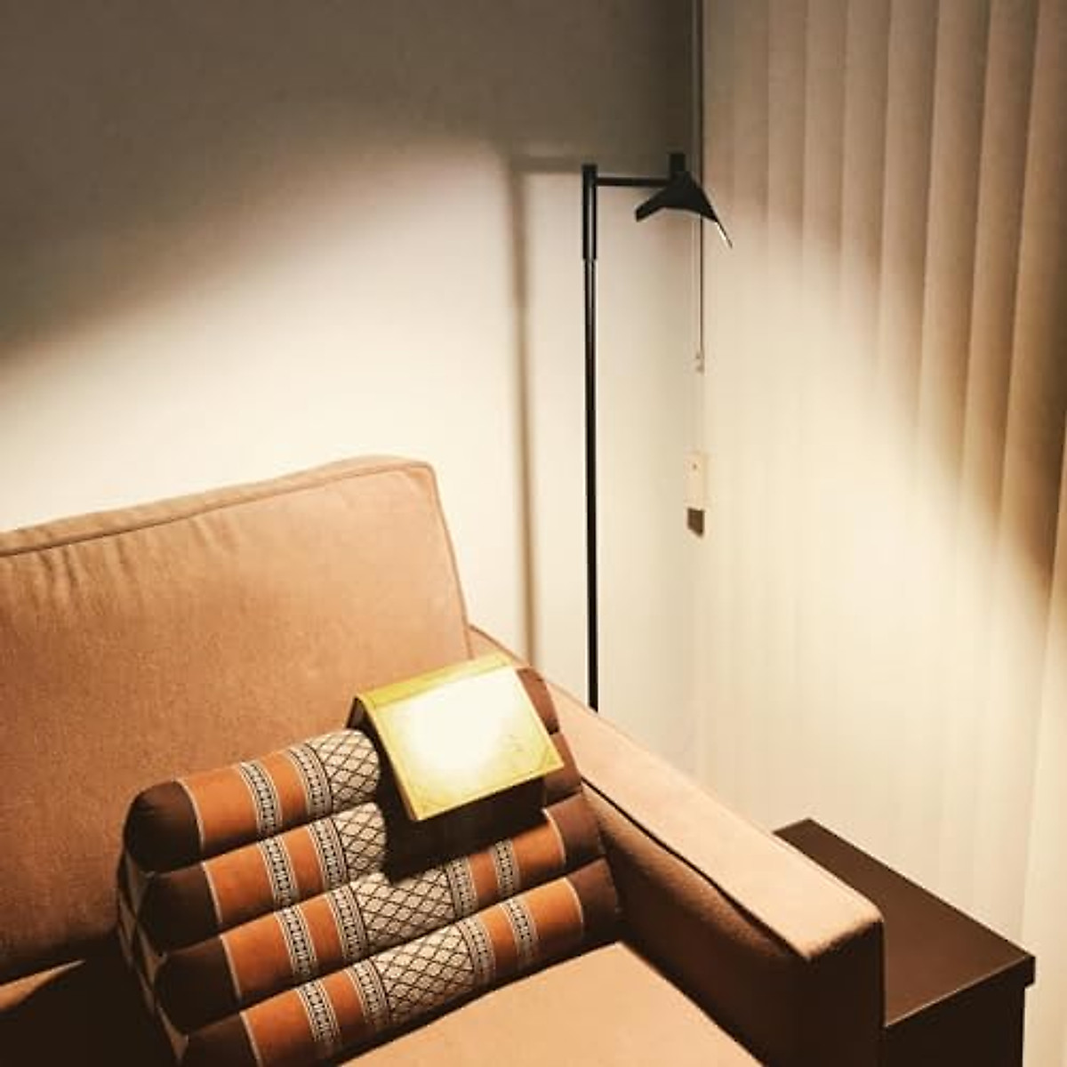 Brightech Leaf Pharmacy LED Reading Lamp, Dimmable Floor Lamp with Easy Rotation over Chair or Desk for Living Rooms & Offices, Adjustable Standing Lamp, Tall Lamp for Sewing & Craftwork - Jet Black