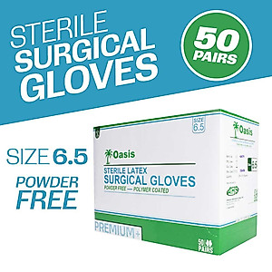 Generic Powder Free Latex Surgical Gloves, Size 6.5, 50 Pairs/Box