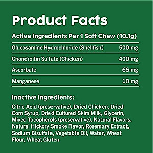 Greenies Hip & Joint Dog Supplements with Glucosamine and Chondroitin, 80-Count Chicken-Flavor Soft Chews for Adult Dogs