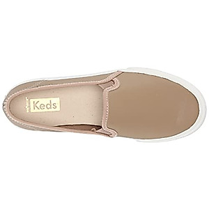 Keds Women's Double Decker Slip ON Sneaker, Tan Leather, 8.5