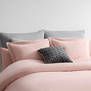 Mohap 1 Duvet Cover with 2 Pillow Shams Full Size for All Seasons - 3 Piece Home Bedding Comforter Cover with Zipper Closure - Ultra Soft Double Brushed Microfiber, 80 X 90 Inches - Pink