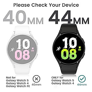 Tensea [2+2Pack for Samsung Galaxy Watch 4 2021/5 2022 Screen Protector and Case 44mm, Bling Cover Tempered Glass Protective Film and Hard PC Bumper Diamond Crystal Frame for Women