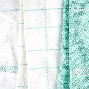 Martha Stewart Modern Waffle Kitchen Towel Set 6-Pack, Aqua Blue, 16"x28"