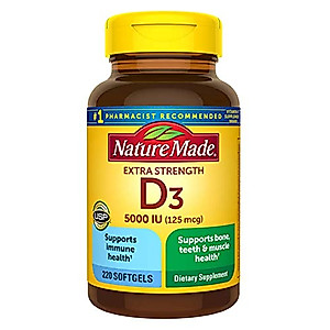 Nature Made Vitamin D-3 5000IU 220 Count Softgels