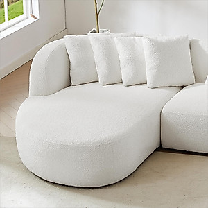 KEVINSPACE 116.14" Modern Sofa Couch Curved Sofa Cloud Couch Sectional Sofa Corner Sofa for Living Room Mid-Century Comfy 5-Seater Sofa Deap Seat Sectional Sofá with 7 Pillows Beige Left Hand Facing