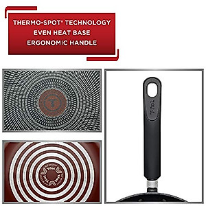 T-fal Initiatives Nonstick Cookware Set 18 Piece Pots and Pans, Dishwasher Safe Red