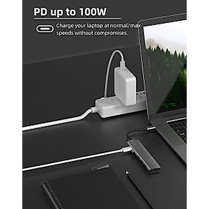USB C Hub, Slim Aluminum Body, USB C Adapter, 7 in 1 with 4K HDMI Output, 1 USB 3.0, 2 USB-A, SD/TF Card Reader, 100W PD, USB C Dongle for MacBook Pro/ Air, iPad Pro, Dell XPS More Type C Devices