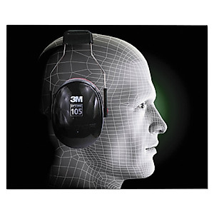 3M H10A Peltor Optime 105 High Performance Ear Muffs, Black/Red, One Pair