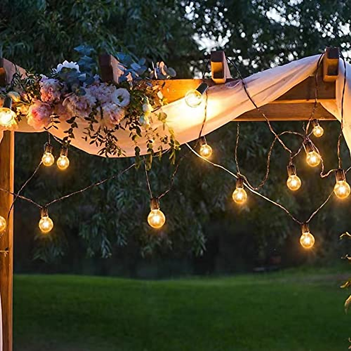 FRIXCHUR 49 FT Black Outdoor String Lights Waterproof Connectable Hanging Lights for Backyard Porch Deck Garden E26 Socket Base Patio Lights (Light Bulb not Included)