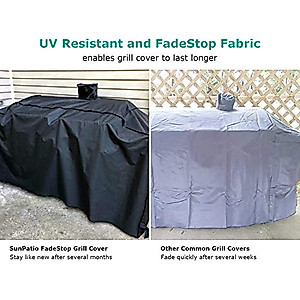 SunPatio Outdoor Heavy Duty Waterproof Grill Cover Compatible for Smoke Hollow Pit Boss Gas/Charcoal Grill and More, UV Resistant Barbecue 79 Inch Cover with Sealed Seam, All Weather Protection, Black