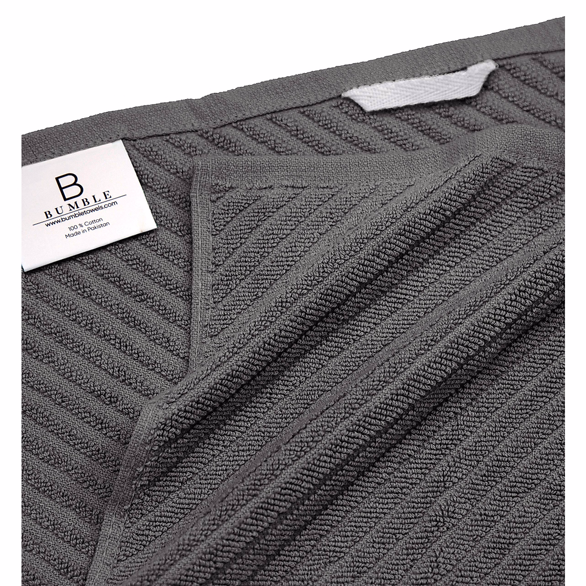 Premium Kitchen Towels (16”x 25”, 6 Pack) | Large Cotton Kitchen Hand Towels | Dish Towels | Diagonal Weave Design | 445 GSM Highly Absorbent Tea Towels Set with Hanging Loop | Grey