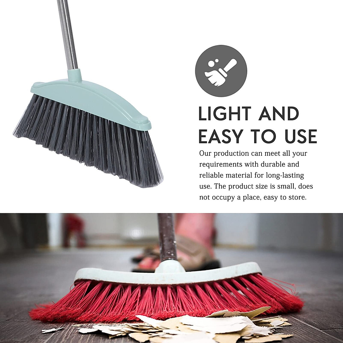 NIYANGLE Heavy Duty Broom with Long Handle Commercial Broom Sweeping Brooms Outdoor Indoor Broom for Home Garage Kitchen Office Lobby Lawn