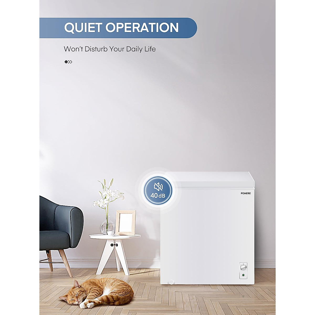 FOHERE 7.0 Cu.Ft Chest Freezer, Compact Deep Freezer with Three Removable Basket, Free Standing Top Open Door, Adjustable Temperature, For Kitchen Garage Office Bar, White