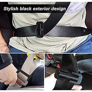 HooRLZ Seatbelt Adjuster, Universal Seatbelt Clip, Improved Driving Comfort, Car Seat Belt Adjuster for Adults, Kids, Pregnancy, Short Adults (Black-2Pcs)