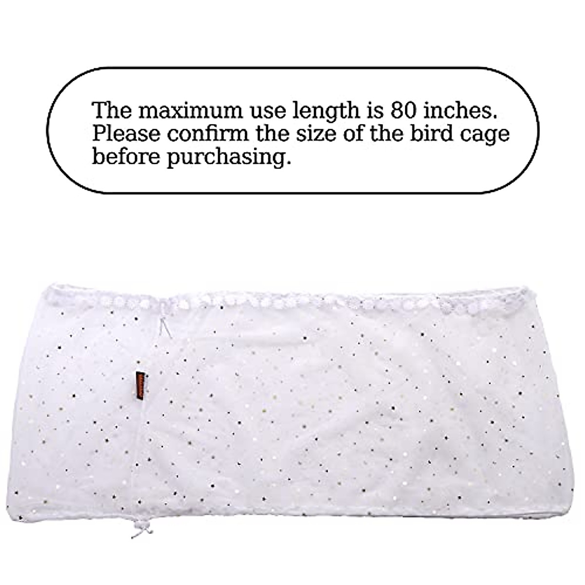 Perfitel Universal Birdcage Cover Seed Catcher Parrot Birdcage Nylon Mesh Guard Netting with lace (Not Included Birdcage，1 Piece) (80 x 18 inch, White)…