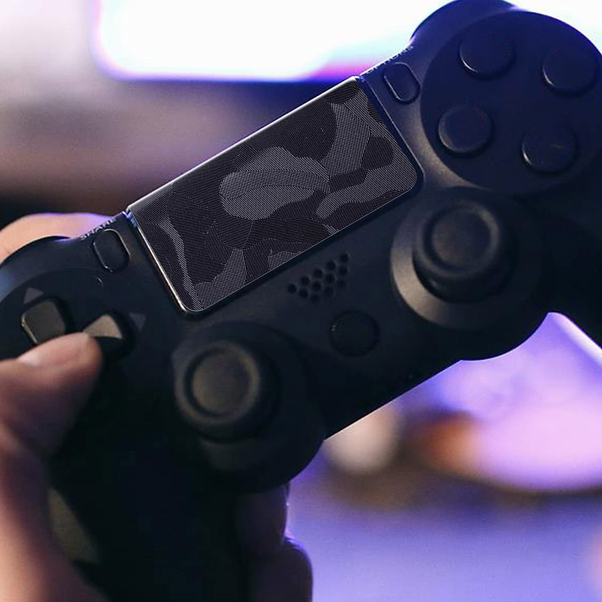 2Pcs of HOTLINEGAMES Touchpad Protector Compatible with PS4 Controller, Enhanced Texture Skin Compatible with PlayStation 4 DualShock,Pre-Cut,Easy to Apply,Easily Add Protection (Mirage Camo Black)