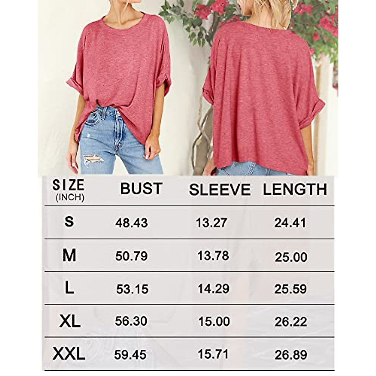 Langwyqu Womens' Short Sleeve Oversized Summer Crew Neck Loose Casual Tee T-Shirt Black