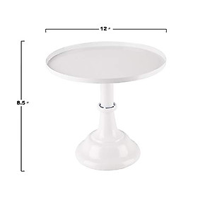 White Round Cake Stand, 9.8-Inch Metal Dessert Cupcake Stand Display Tray for Parties,Baby Shower, Wedding, Birthday