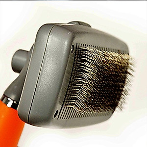 GoPets Professional Slicker Brush for Dogs and Cats Self-Cleaning Grooming Comb for Dematting Detangling & Deshedding
