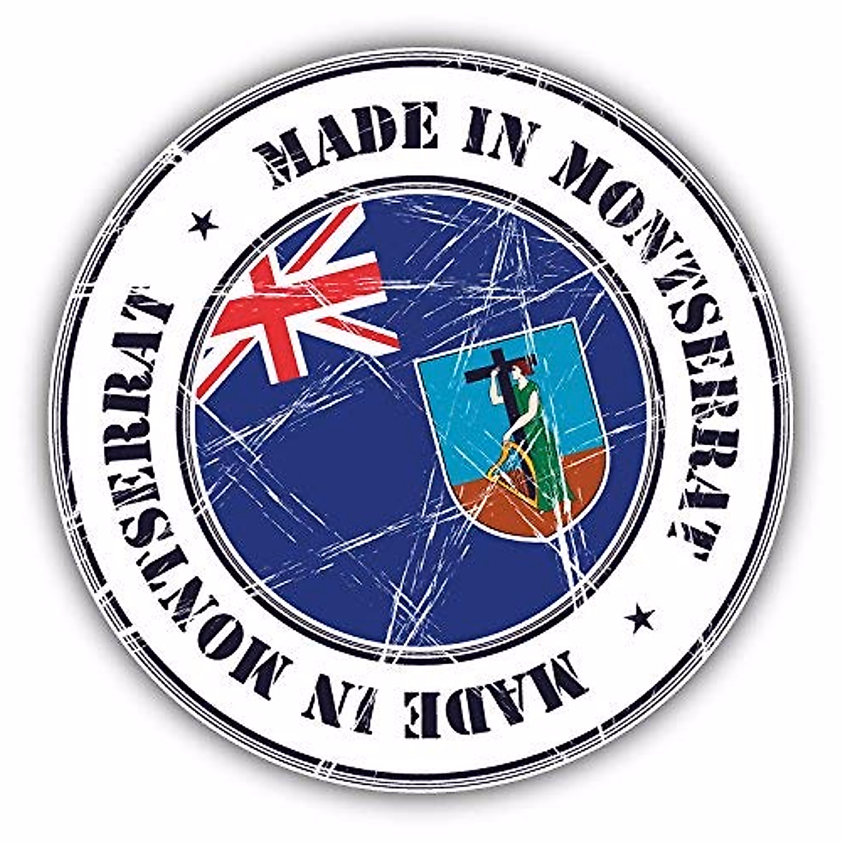 DG Graphics Made in Montserrat Grunge Flag Stamp Art Decor 5'' x 5'' Magnet Vinyl Magnetic Sheet for Lockers, Cars, Signs, Refrigerator