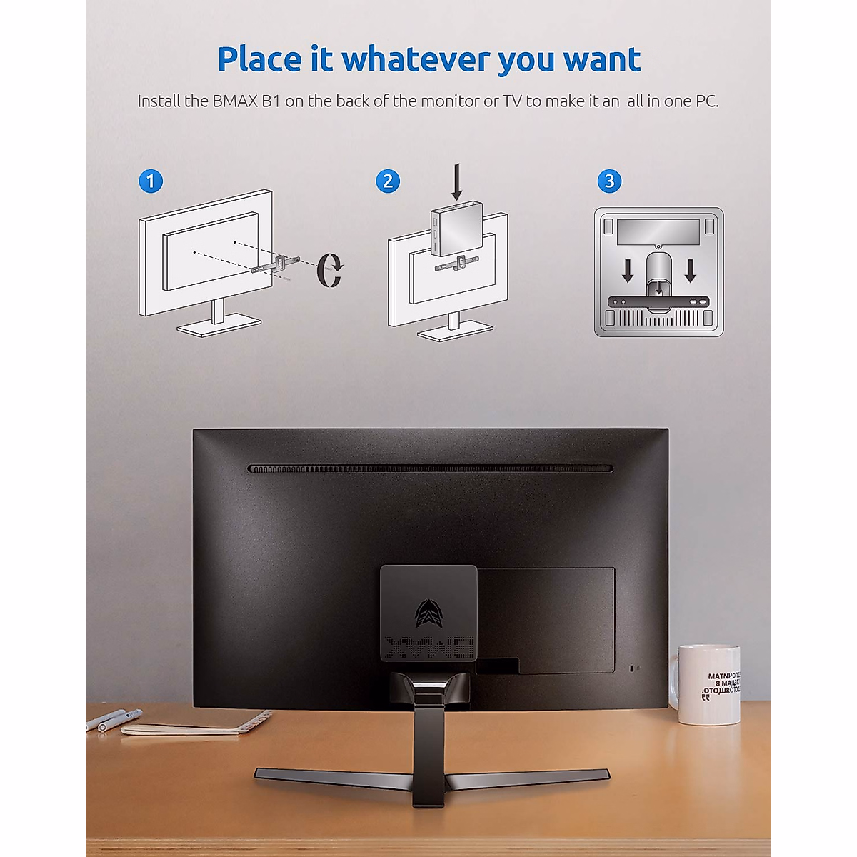 Mini PC Intel Celeron N3350(up to 2.4GHz) Windows 10 6GB RAM/64GB eMMC HDMI/VGA Port Support M.2_SATA_2280 SSD 4K HD Gigabit Ethernet 2.4G/5.0G Dual WiFi BT4.2 Micro PC