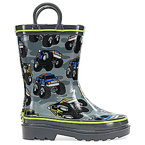Western Chief boys Waterproof Printed Rain Boot, Monster Crusher,2-3 Little Kid