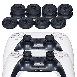 YoRHa Studded Printing Silicone Cover Skin Case for PS5 Dualsense Controller x 1(White) with Pro Thumb Grips x 10