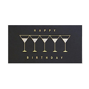 NIQUEA.D, Row of Martinis on Black Birthday Card