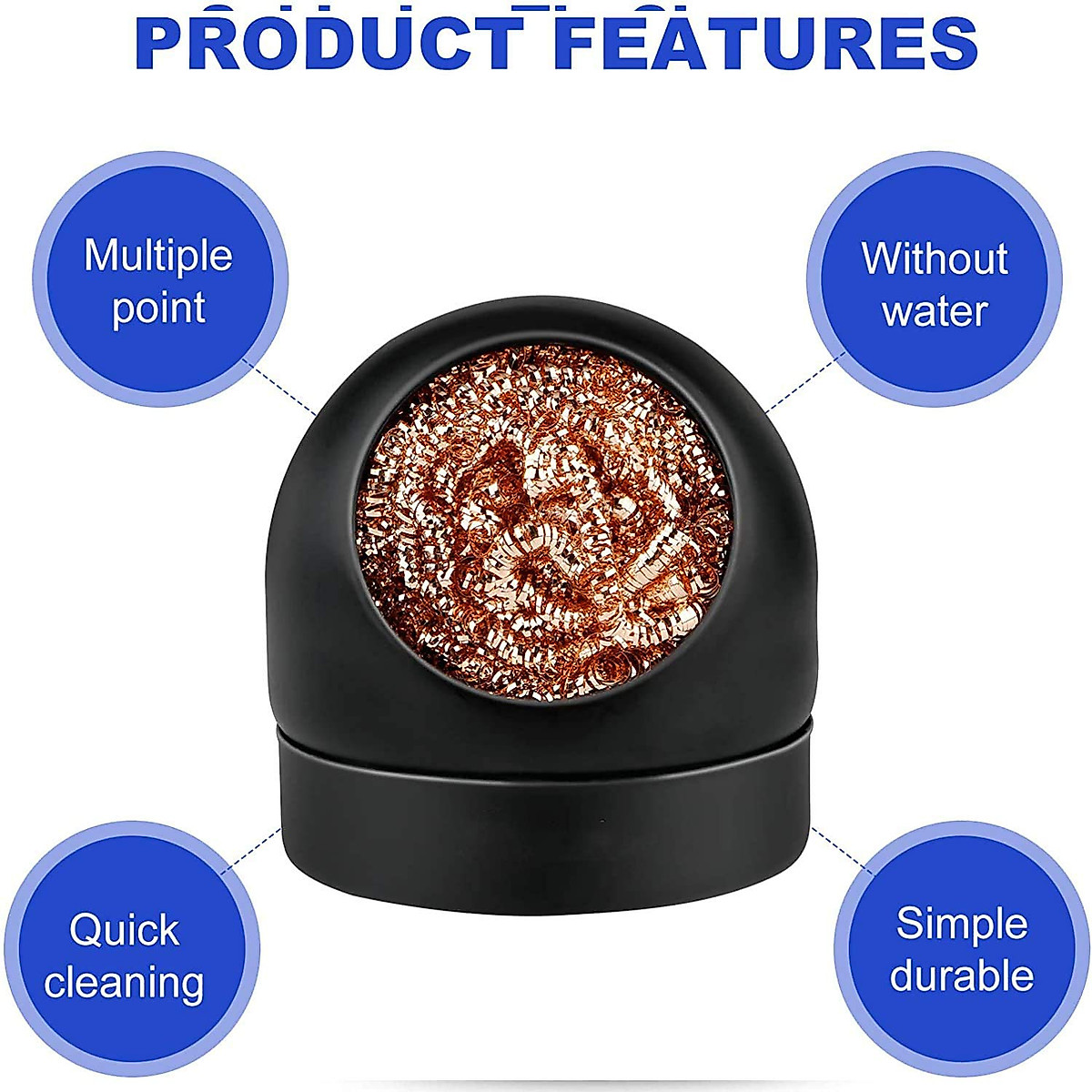 Generic Soldering Iron Tip Cleaner - Non-slip Solder Tip Cleaning Wire Ball & Base Holder Soft Coiled Brass Tip Cleaner Kit (No Water)