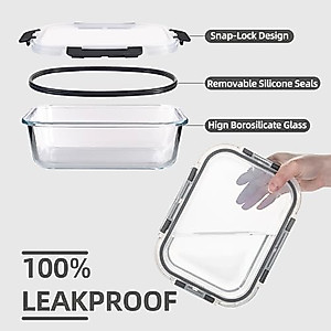 YARYOUNG 12 Pack Glass Food Storage Containers with Lids, Glass Meal Prep Containers, Airtight Glass Lunch Bento Boxes, BPA Free & Leak Proof