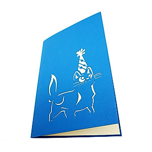 Dog & Cat Pet Birthday 3D Pop Up Greeting Card - For All Occasions - Love, Thank You, Get Well, Congrats - Amazing Gifts For Kids, Family, Friends - Fold Flat, Envelope Included (Cat Birthday)