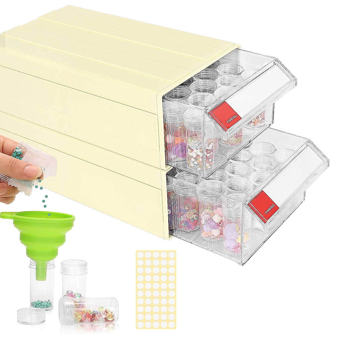 HOHOTIME Diamond Painting Storage Containers, 160 Slots Stackable Craft Diamond Painting Accessories Kits, 4 Pack Diamond Art Storage Box for Diamond Art Craft Jewelry Beads Organizer DIY Art Craft