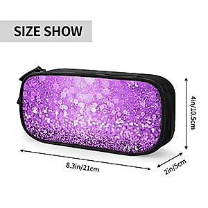 ASEELO Sparkling Purple Glitter Pencil Case Big Capacity Pen Marker Box Makeup Bag Polyester Stationery Organizer With for School Office