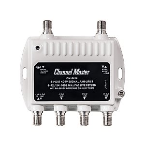 Channel Master Ultra Mini 4 TV Antenna Amplifier, TV Antenna Signal Booster with 4 Outputs for Connecting Antenna or Cable TV to Multiple Televisions (CM-3414),White