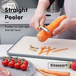 Vegetable Peelers for Kitchen - KITEXPERT Potato Peeler Set Includes A Y Peeler and An I Shape Apple Peeler, Good Grip Veggie Peeler with Non-slip Handle and Sharp Swivel Blades for Kitchen Food