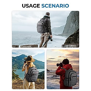 BAGSMART Camera Bag, DSLR SLR Camera Backpack Fits 13.3 Inch Laptop, Anti-theft Photography Backpacks with Rain Cover Tripod Holder, Grey