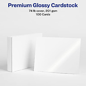 Avery 8383 Photo-Quality Glossy Postcards for Inkjet Printers, 4 1/4 x 5 1/2, White (Pack of 100)