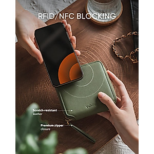 Vulkitty Women Leather Wallet RFID Blocking Bifold Slim Coin Purse Credit Card Holder with Zipper Pocket Case