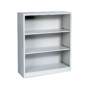 HON S42ABCQ Metal Bookcase, Three-Shelf, 34-1/2w x 12-5/8d x 41h, Light Gray
