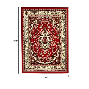 Antep Rugs Kashan King Collection HIMALAYAS Oriental Area Rug Maroon and Beige - Maroon and Beige - 6'7" x 9'