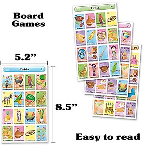 Fiesta Themed Tablas Game in Spanish for Up to 20 Players - 20 Playing Boards and Full Deck Calling Cards