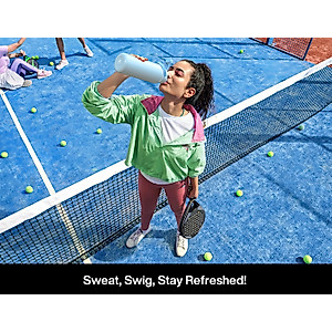 POWCAN 40 oz Insulated Water Bottle with 2-in-1 Straw and Spout Lid, Keep Cold 24H, Leak-Proof, BPA-Free, Double Wall Stainless Steel Water Bottle for Sports, Gym, Travel, and School (Black)