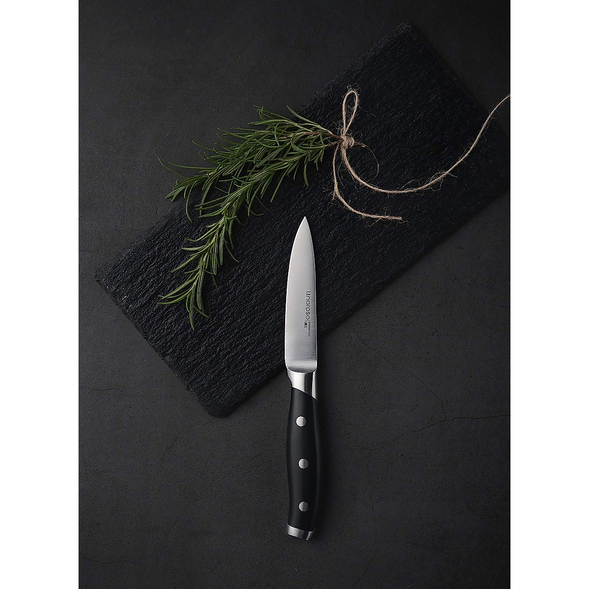 linoroso Paring Knife 3.5 inch Small Kitchen Knife with Dishwasher Safe Plastic Cutting Boards for Kitchen, Sharp Forged German Carbon Stainless Steel Fruit Knife with Defrosting Tray Set of 3