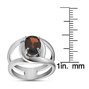Ice Gems Sterling Silver African Garnet Oval Open Ring, Size 9
