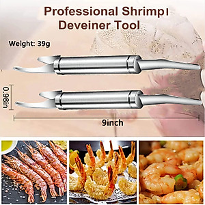 PurHyac 2Pcs Shrimp Deveiner Tool and Peeler, Toadfish Shrimp Cleaner, 5 in 1 Multifunctional Shrimp Peeler and Deveiner Tool, Oyster Shucking Knife, Ergonomic Non-Slip Grip, Kitchen Essential, 9in