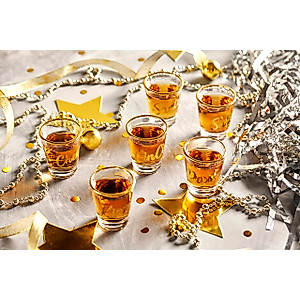 World of Cheers Europe Series, Set of 6 cute shot glasses bulk (1.5oz / 50ml) Heavy Base Shot Glasses Set, Detailed with Gold Rim shot glass, and Typography, an Uplifting Barware Collection