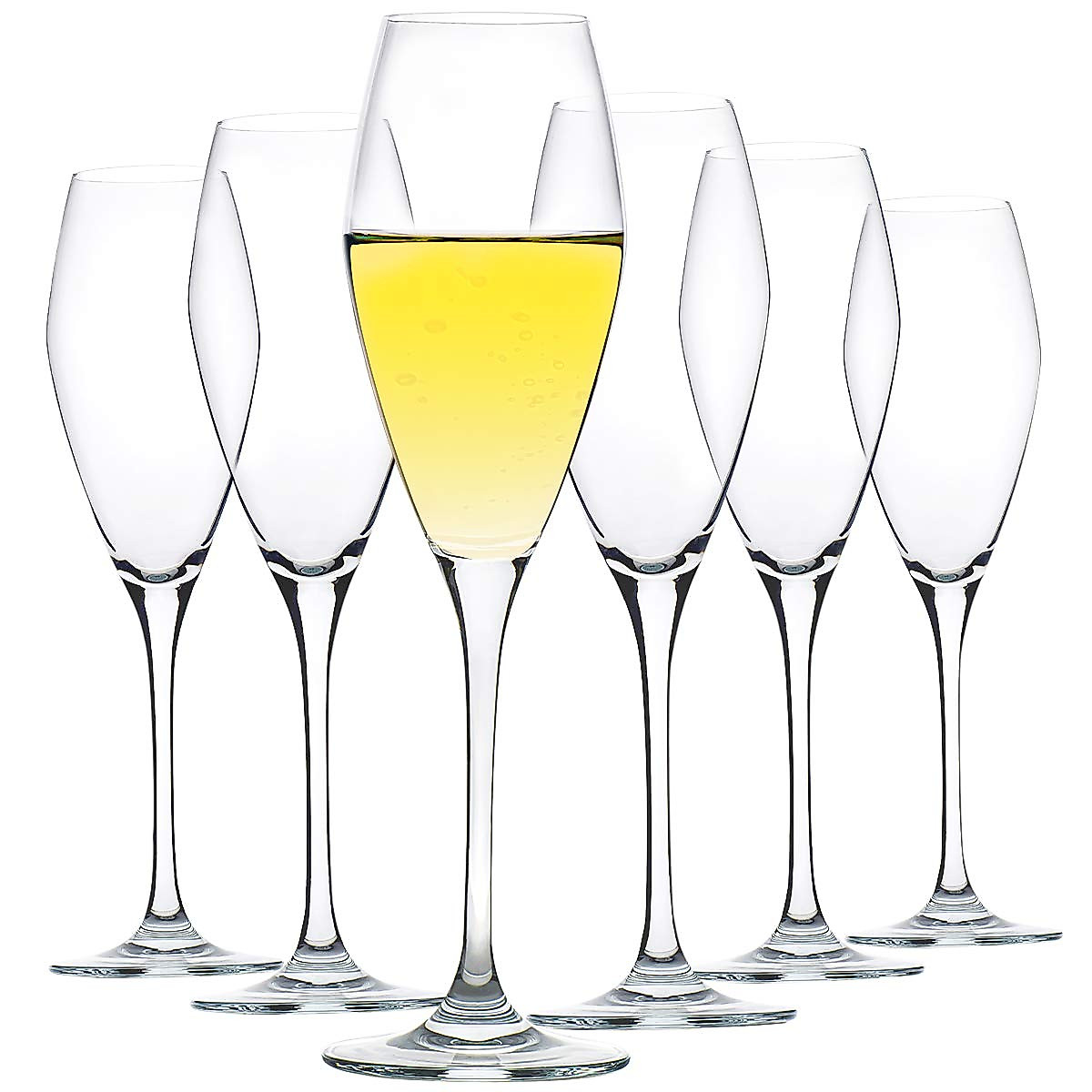 FAWLES Champagne Flutes Set of 6, Crystal Glass, 9 oz Champagne Glasses, Prosecco Sparkling Wine Glasses Set