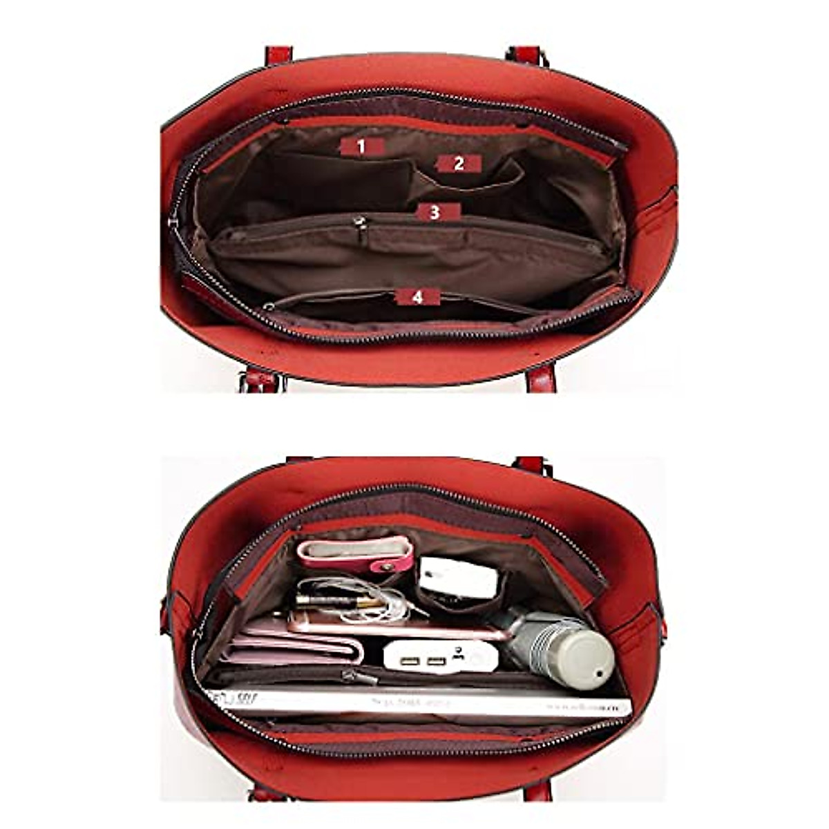 HgOgTg Handbags Purse for Women Designer Genuine Leather Large Ladies Tote Hobo Vintage Shoulder Bags,Red crossbody bag